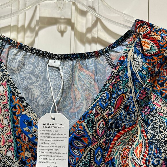 Ruwie | Dresses | Colorful Paisley Shirred Waist Long Summer Dress ...